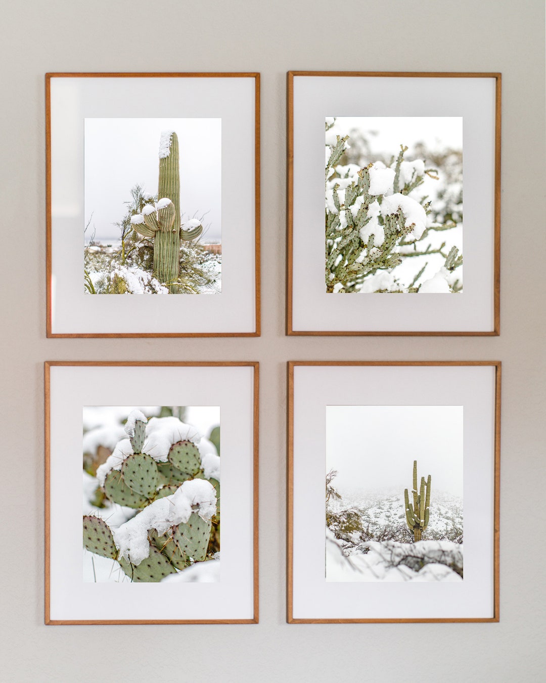 Winter Cacti Set of Printables - Snow on Cactus - Snowy Desert Scenes ...