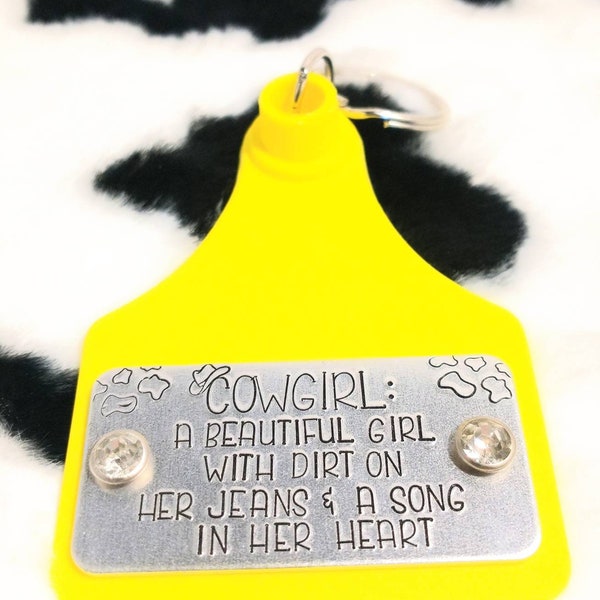 Cow Tag Keychain - Etsy