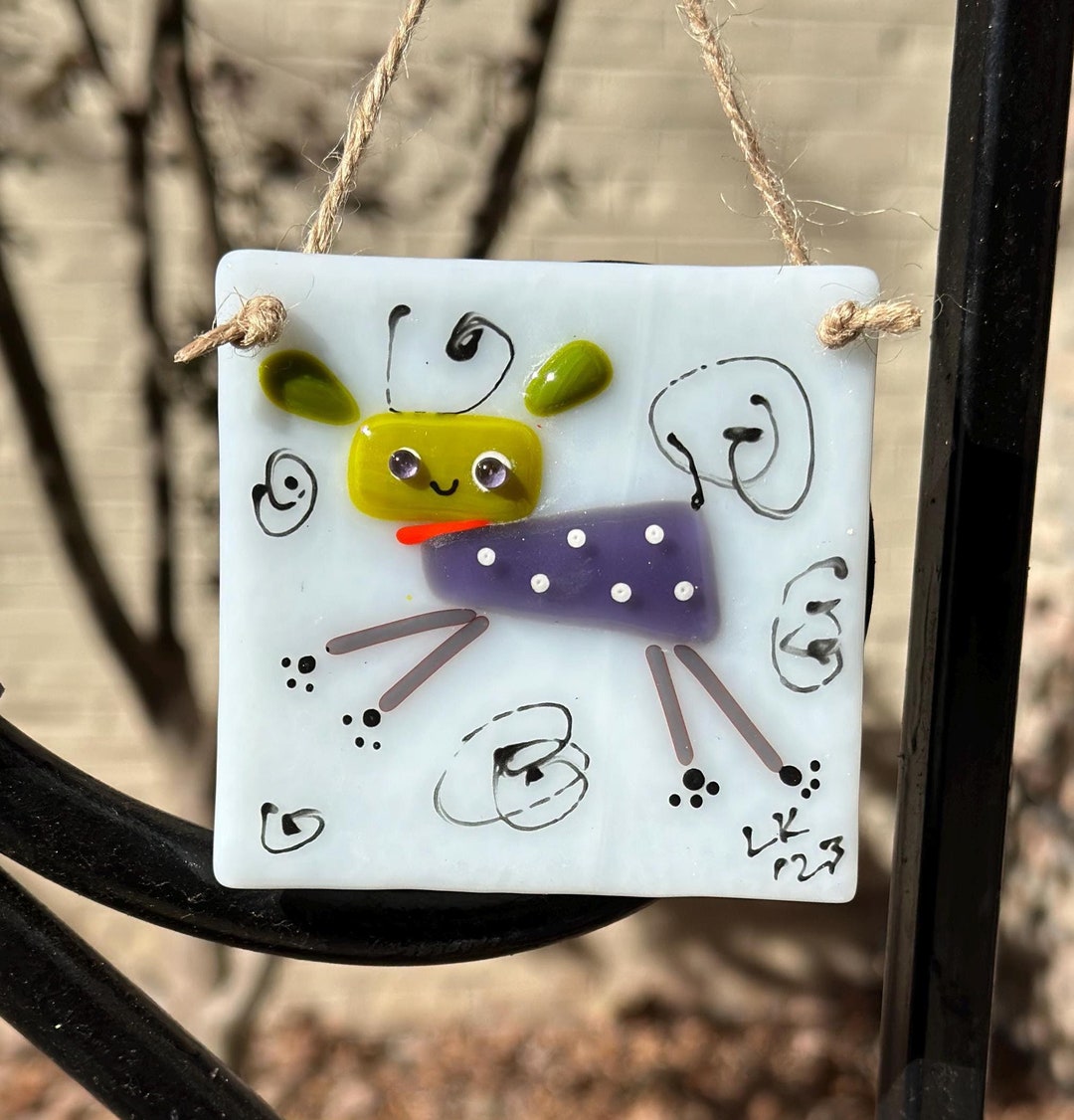 Stained Glass/ Fused Glass Dog Art. Dog Sun Catcher. Dog Art. Whimsical ...