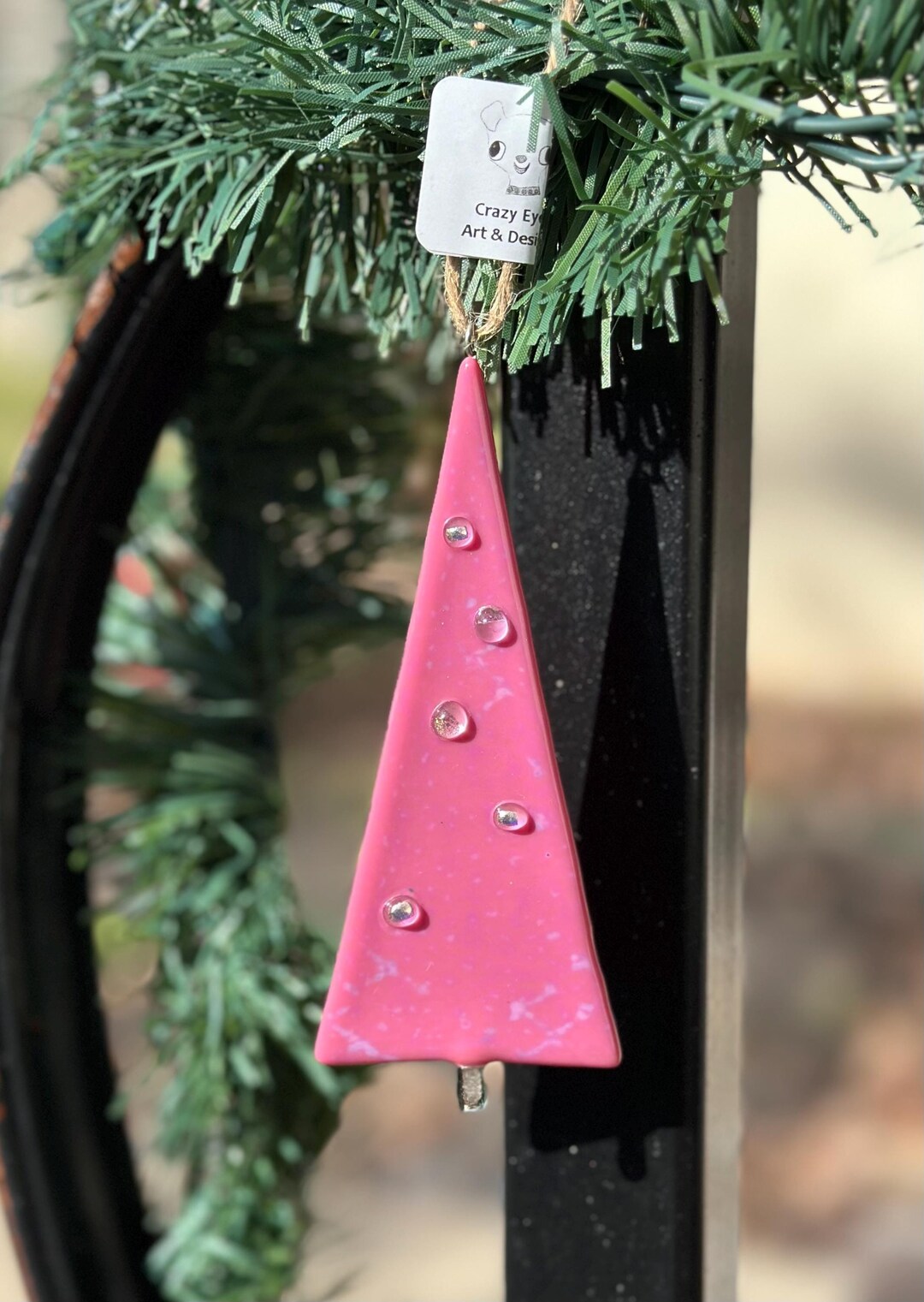 Beautiful Pink Fused Glass Christmas Tree With Dichroic Balls. Sparkles ...
