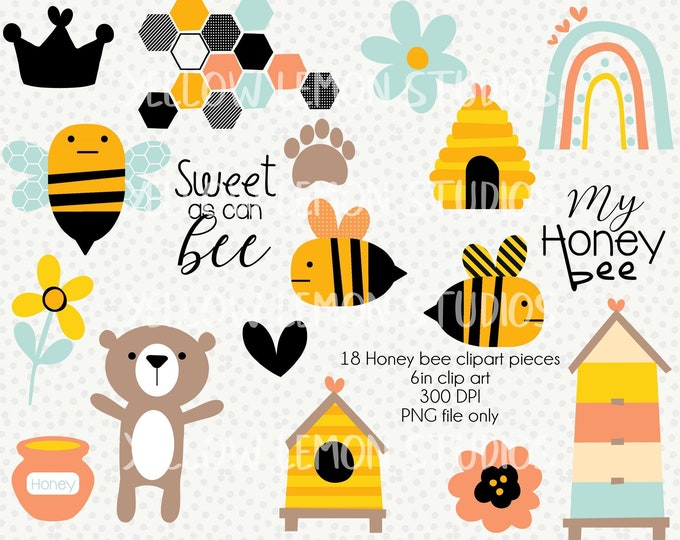 Bear Honey Clip Art honey BEE Bear Cute Clipart for Card Making and ...