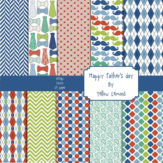 Instant download Dad Father scrapbook paper Happy fathers | Etsy