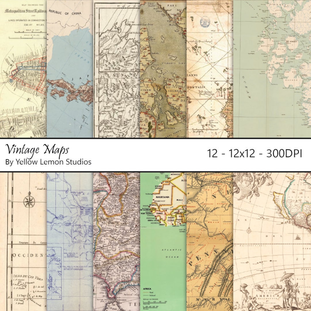 Old Maps Digital Paper vintage Maps Cream, Brown, Dusty, Musty, Old ...