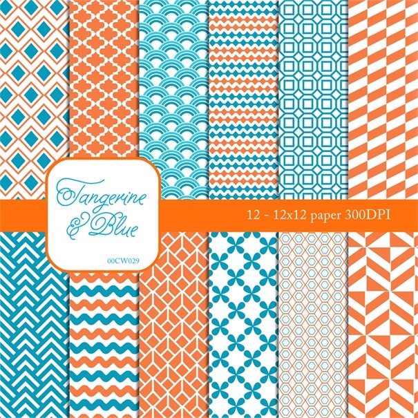 Bright background wedding papers TANGERINE AND | Etsy
