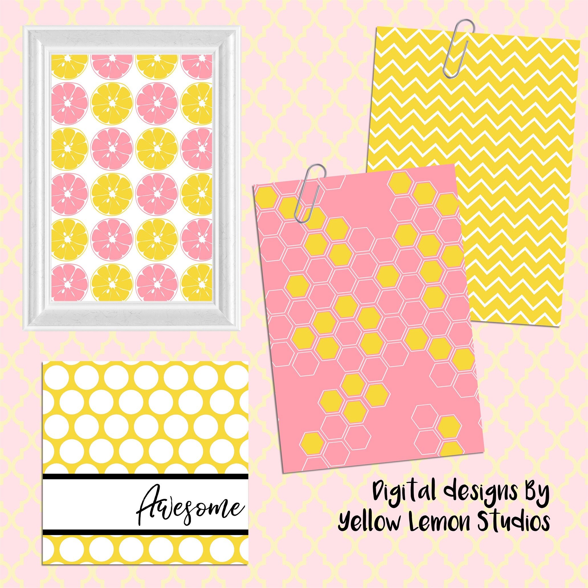 Pink and Yellow pink Lemonade Pink Yellow Lemon - Etsy