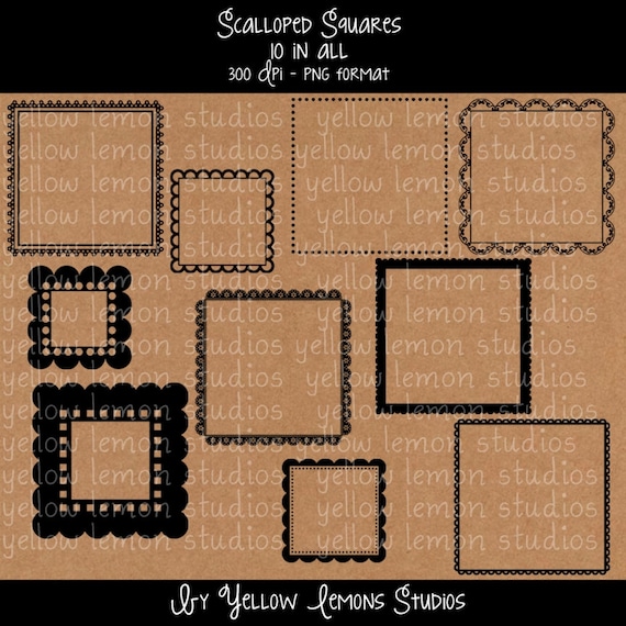 INSTANT Download-scalloped Square Frames PNG Files Digital - Etsy