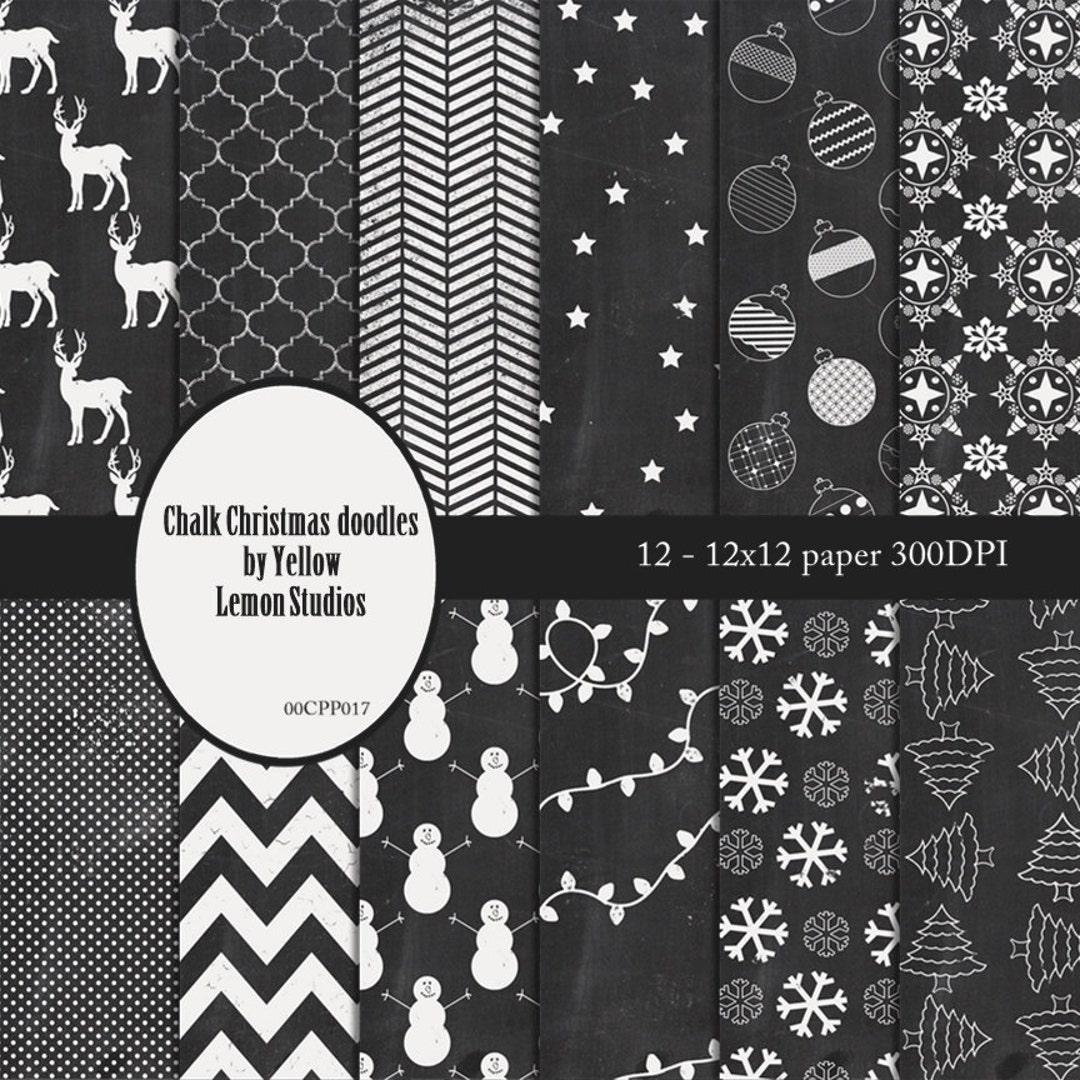 Chalkboard Christmas Digital Paper: chalkpatterns Christmasdigital ...