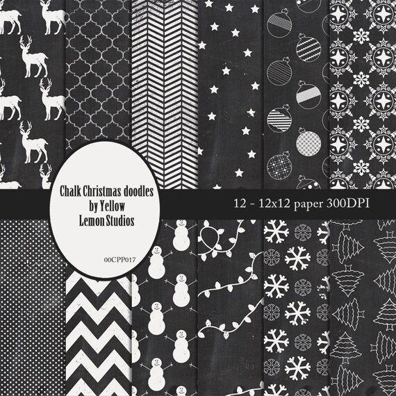 Chalkboard Christmas Digital Paper: chalkpatterns | Etsy