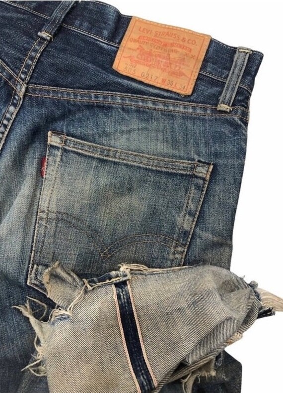 Vintage Levis Big E 505 0217 Selvedge Distressed Deni… - Gem