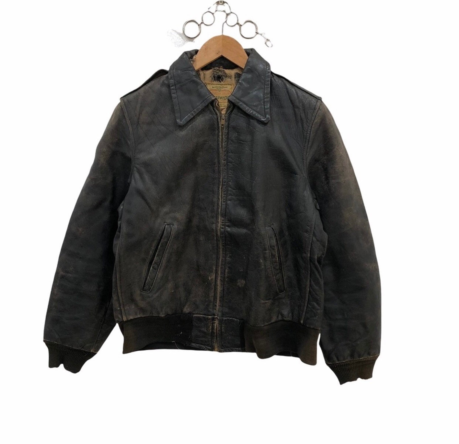 Vintage 50s Steerhide Leather Jacket Cafe Racer Punk Conmatic Zipper - Etsy