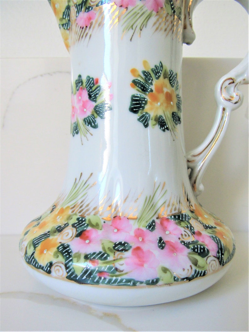 Hand-painted Floral Pitcher / Vintage Flower Vase / Floral - Etsy