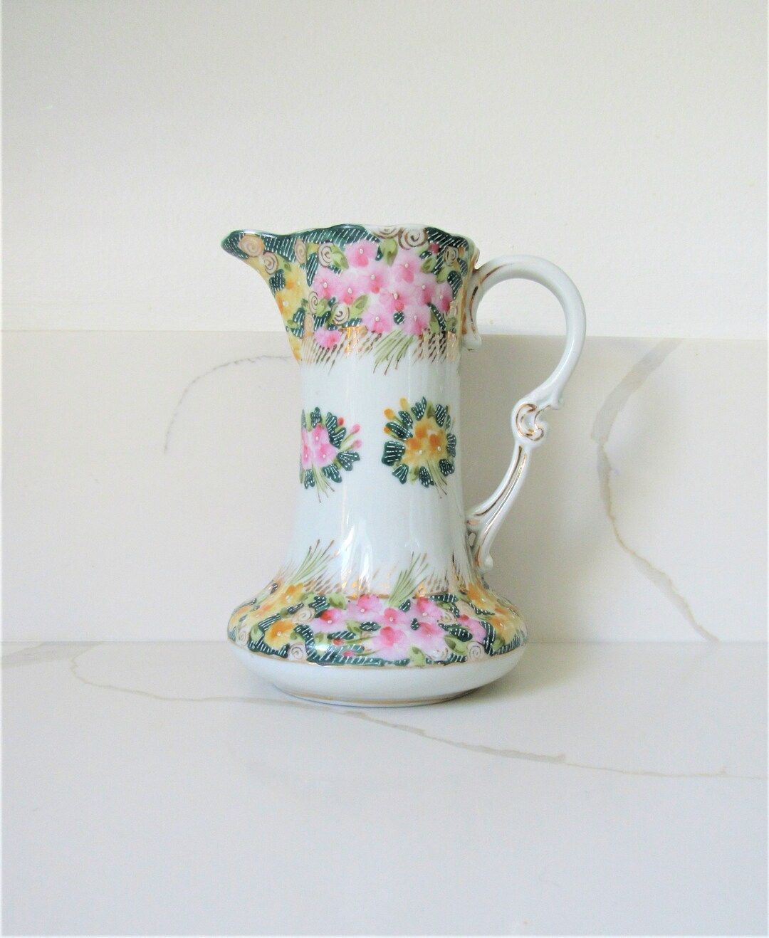 Hand-painted Floral Pitcher / Vintage Flower Vase / Floral Vase - Etsy