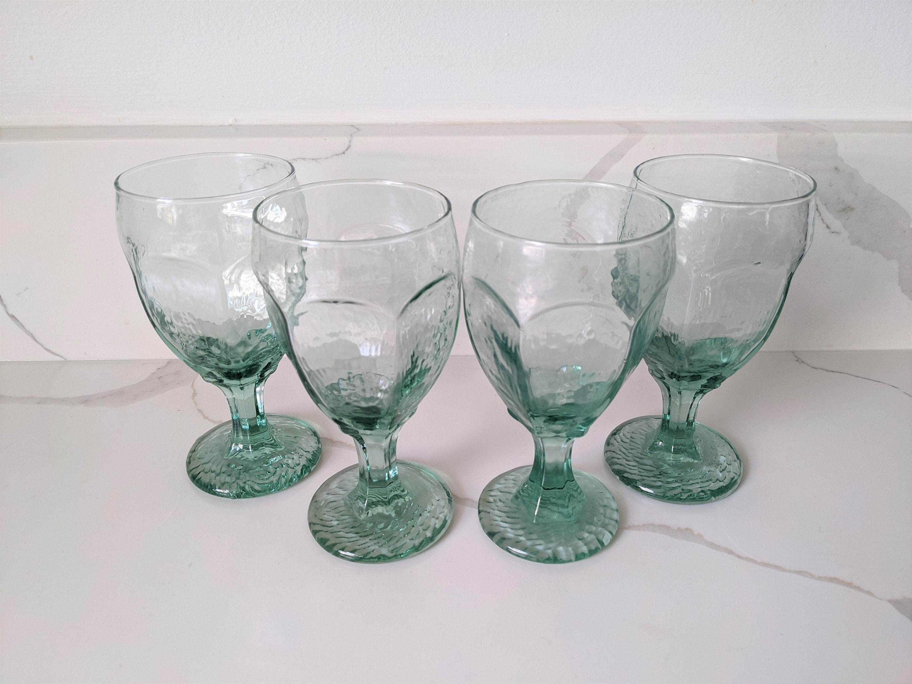 Libbey Chivalry Sea Glass Wine Goblets / Libbey Wine Glasses / Sea ...