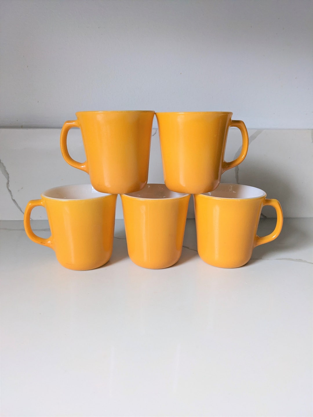 Vintage Corningware Coffee Mugs / Milk Glass Coffee Mug / Orange Mugs ...
