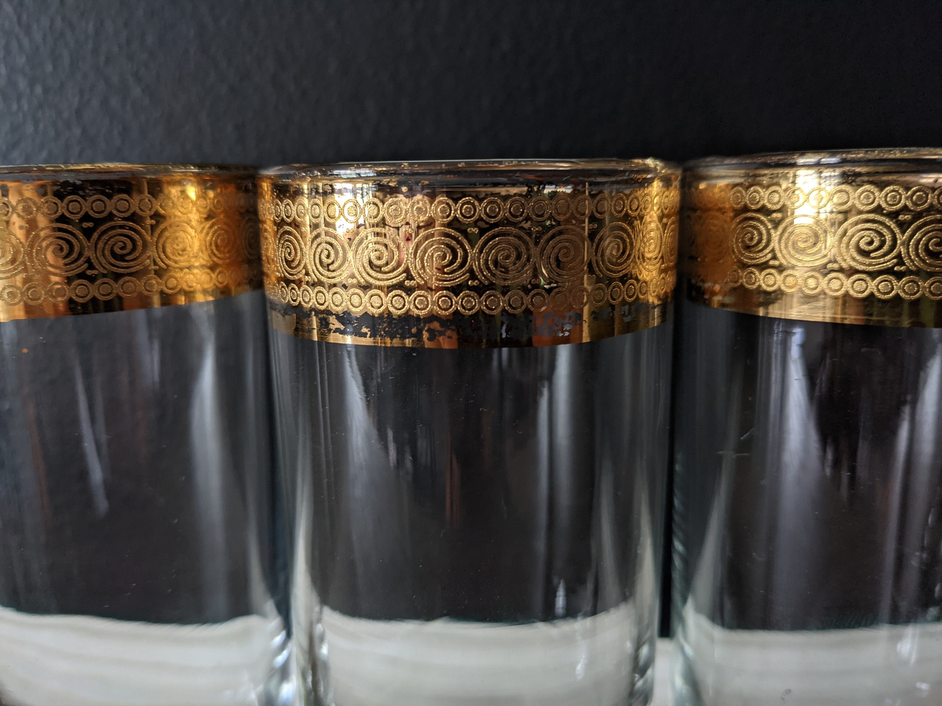 Vintage Gold Trimmed Cocktail Glasses / Mid Century Modern | Etsy