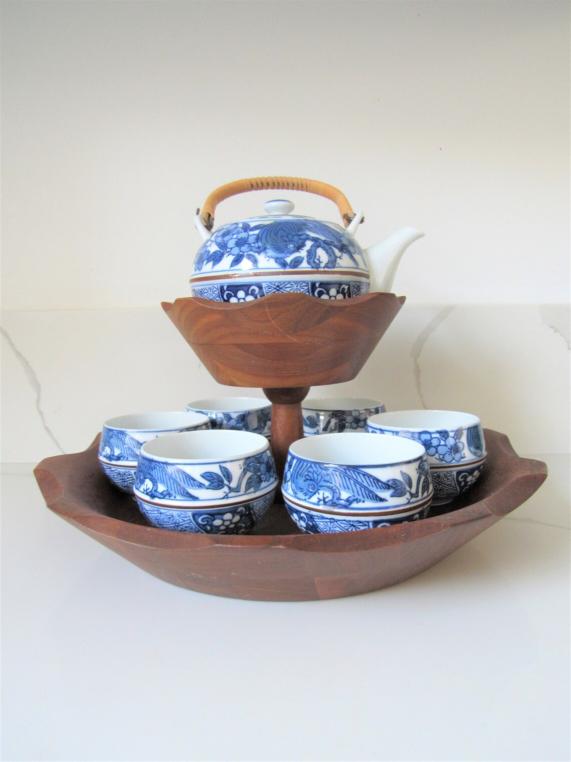 Vintage Japanese Tea Set With Wooden Stand / Vintage Teapot / - Etsy