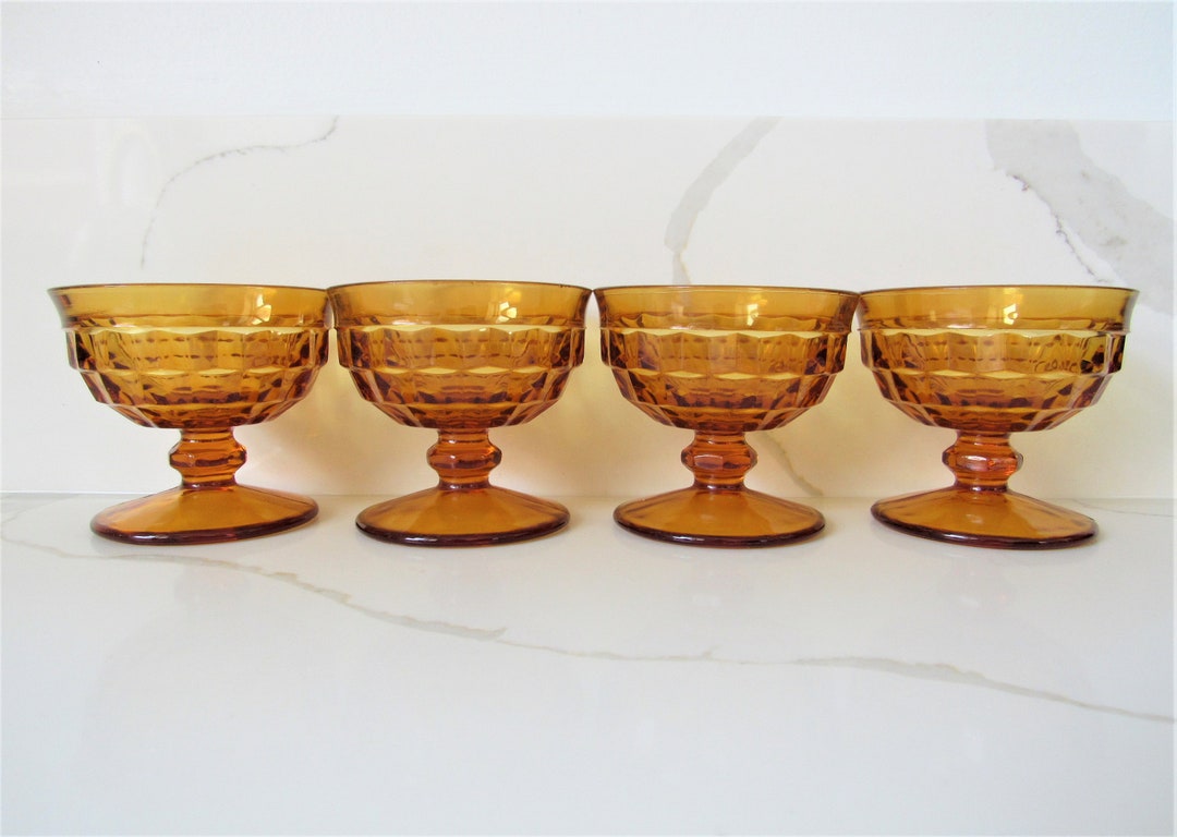 Vintage Whitehall Amber Glasses / Amber Wine Glasses / Sherbet ...