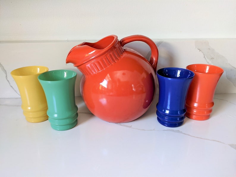 Anchor Hocking Pitcher and Cup Set / Rainbow Glassware / - Etsy