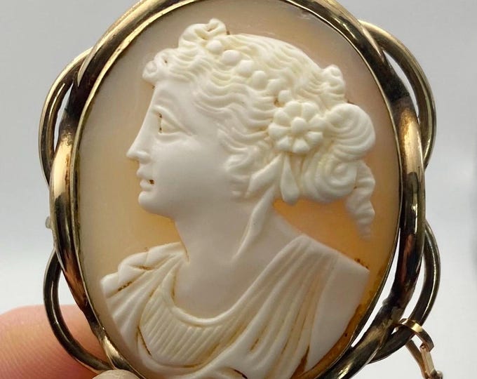 Victorian Shell Cameo Showing the Goddess Flora Set in a Gold Filled ...
