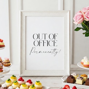Retirement Party Sign, Out of Office, Minimalist Design, Party Decor ...