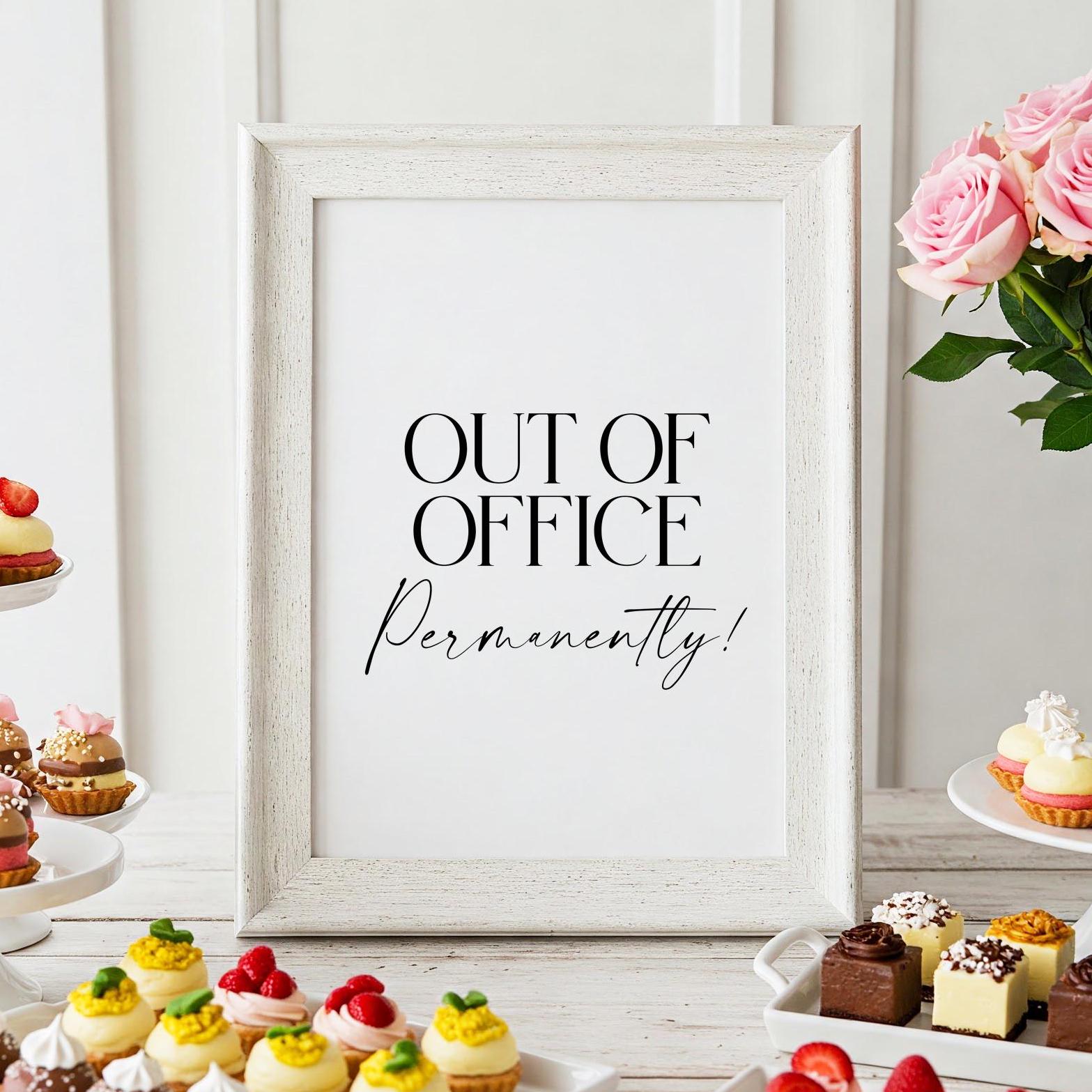 Retirement Party Sign, Out of Office, Minimalist Design, Party Decor ...