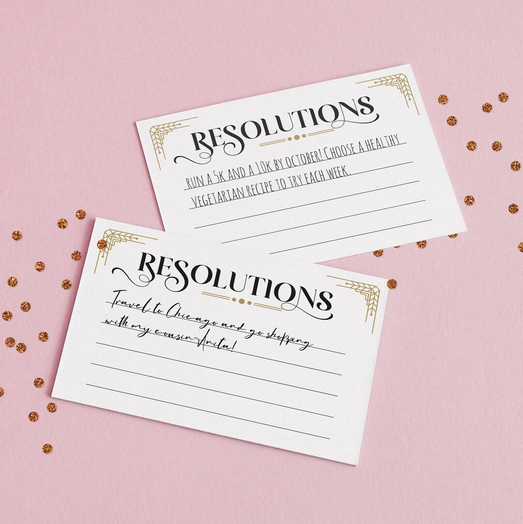New Year's Eve Resolution Cards | Printable 2025 Resolution Cards to ...