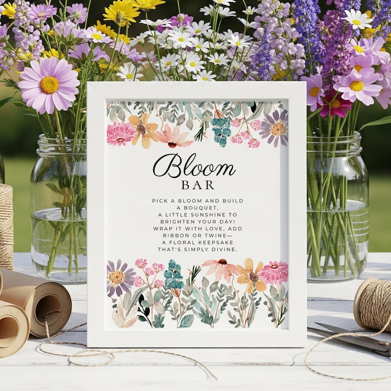 Wildflower Bloom Bar Sign: DIY Bouquet Station, Garden Party Decor ...