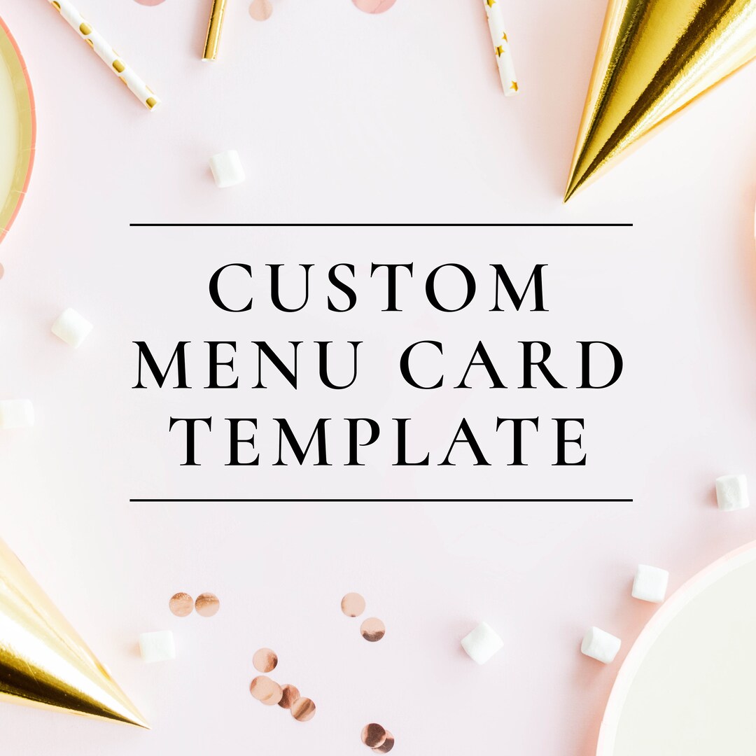 Custom Event Menu Card Template, Weddings, Baby Shower, Bridal Shower ...