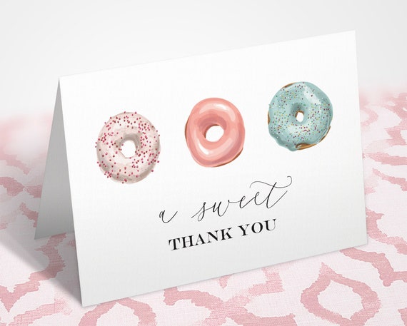 Donut Thank You Card Matching Thank You Card Donut Theme | Etsy