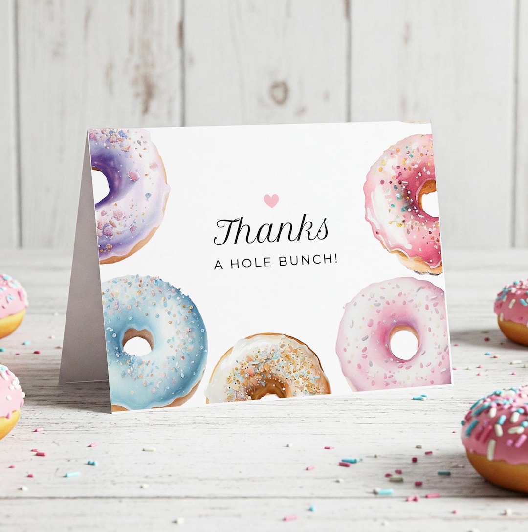 Donut Thank You Card: Pastel Party Theme (printable PDF) - Etsy