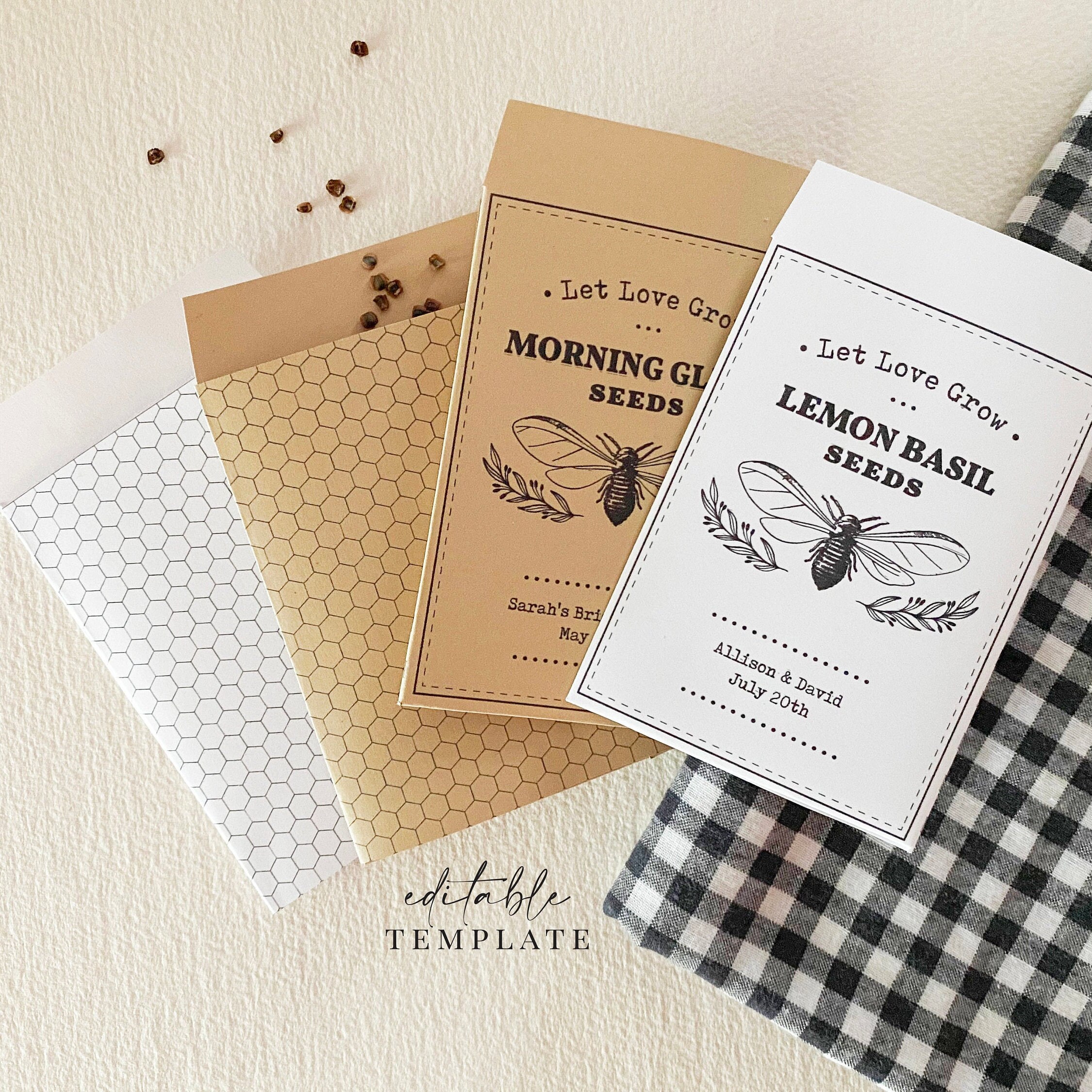 Editable Bee Seed Packet Template: Wedding Shower Favors (digital ...