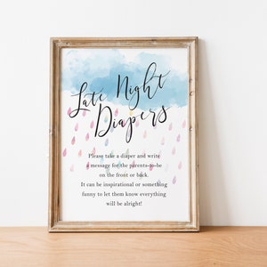 Late Night Diapers Rain Shower Print Rain Baby Shower 8x10 | Etsy