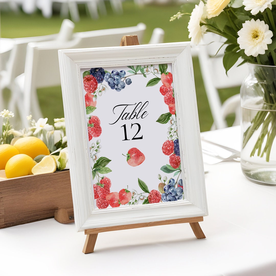 PRINTABLE Berry Table Numbers, Bridal or Baby Shower, Birthday ...