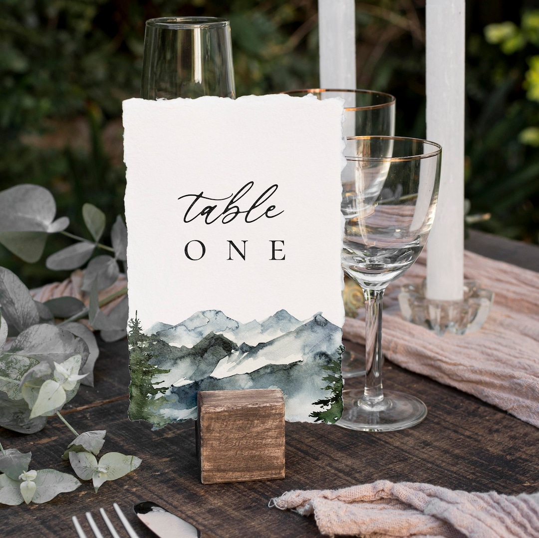Table Number Template, Editable, Guest Seating, Mountain, Bridal Shower ...