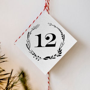 Printable Advent Numbers, Christmas Countdown Tags, Handmade Holidays ...