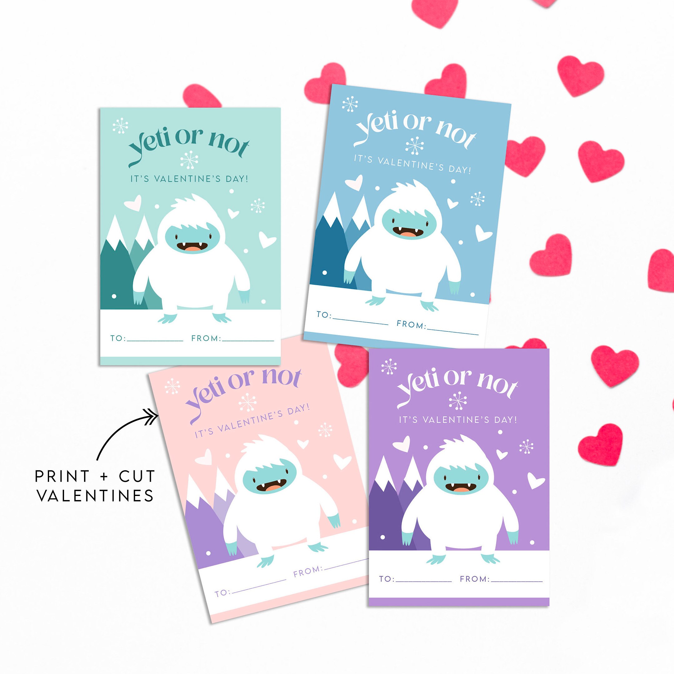Yeti Valentines Print Cut Classroom Valentines | Etsy