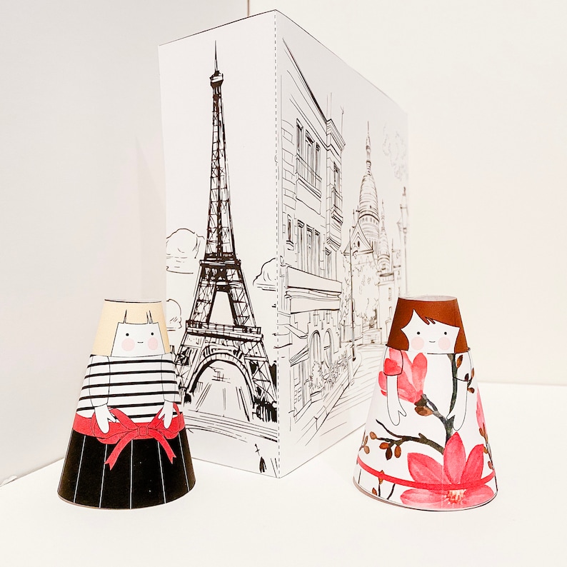 Printable French Paper Doll Kit: Paris Backdrop, DIY Dress-up (digital ...