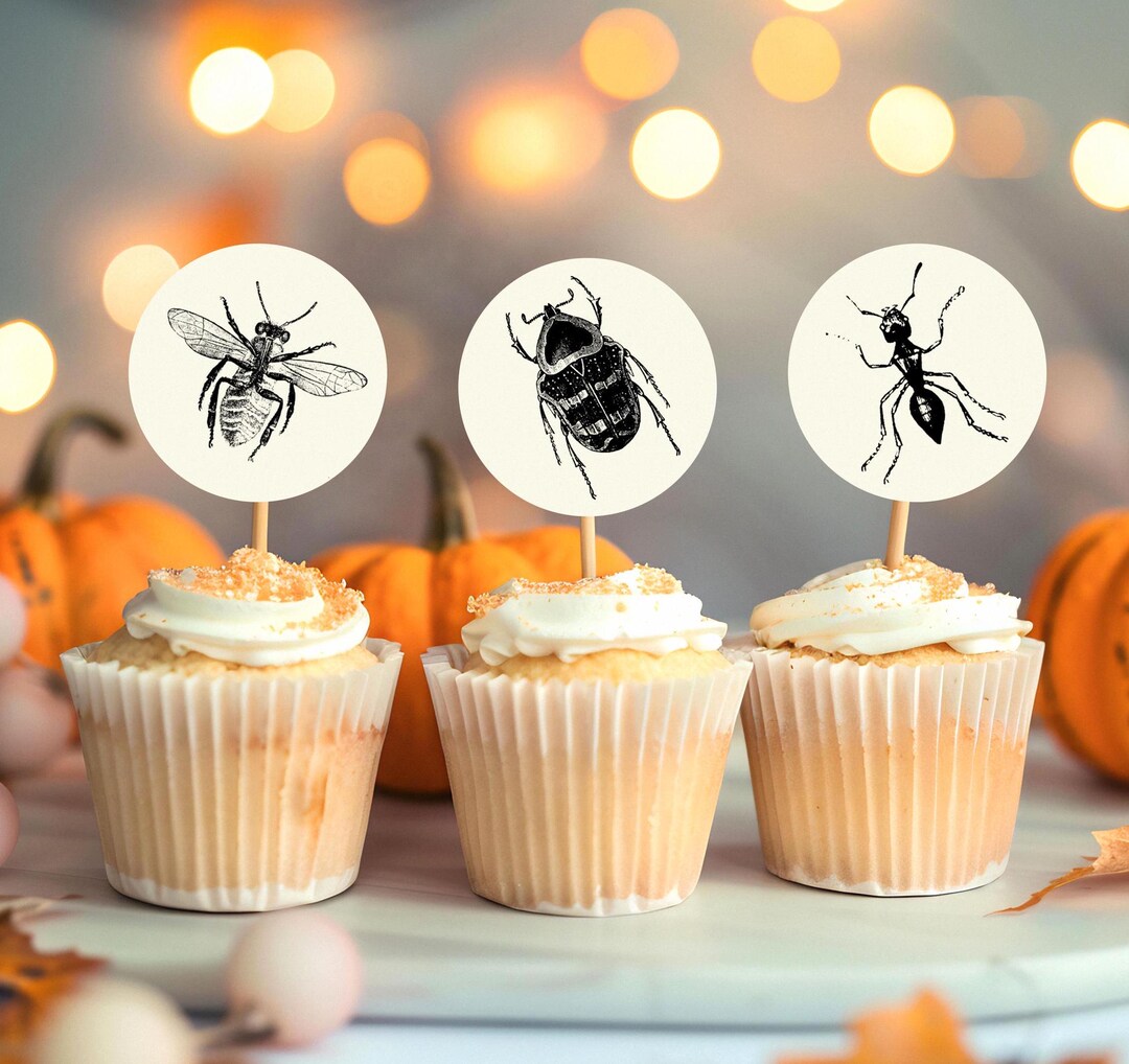 PRINTABLE Halloween Bug Cupcake Toppers, Creepy Crawlies, Insects ...