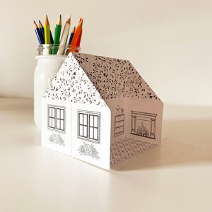 Printable Origami Paper House: Ivy Cottage Coloring Page (instant ...