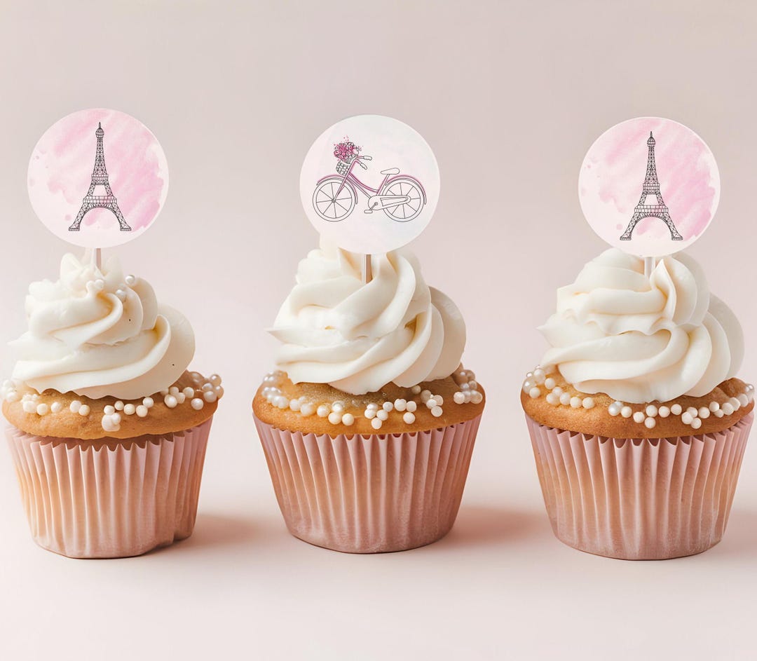 PRINTABLE Paris Cupcake Toppers, French, Eiffel Tower, Watercolor ...