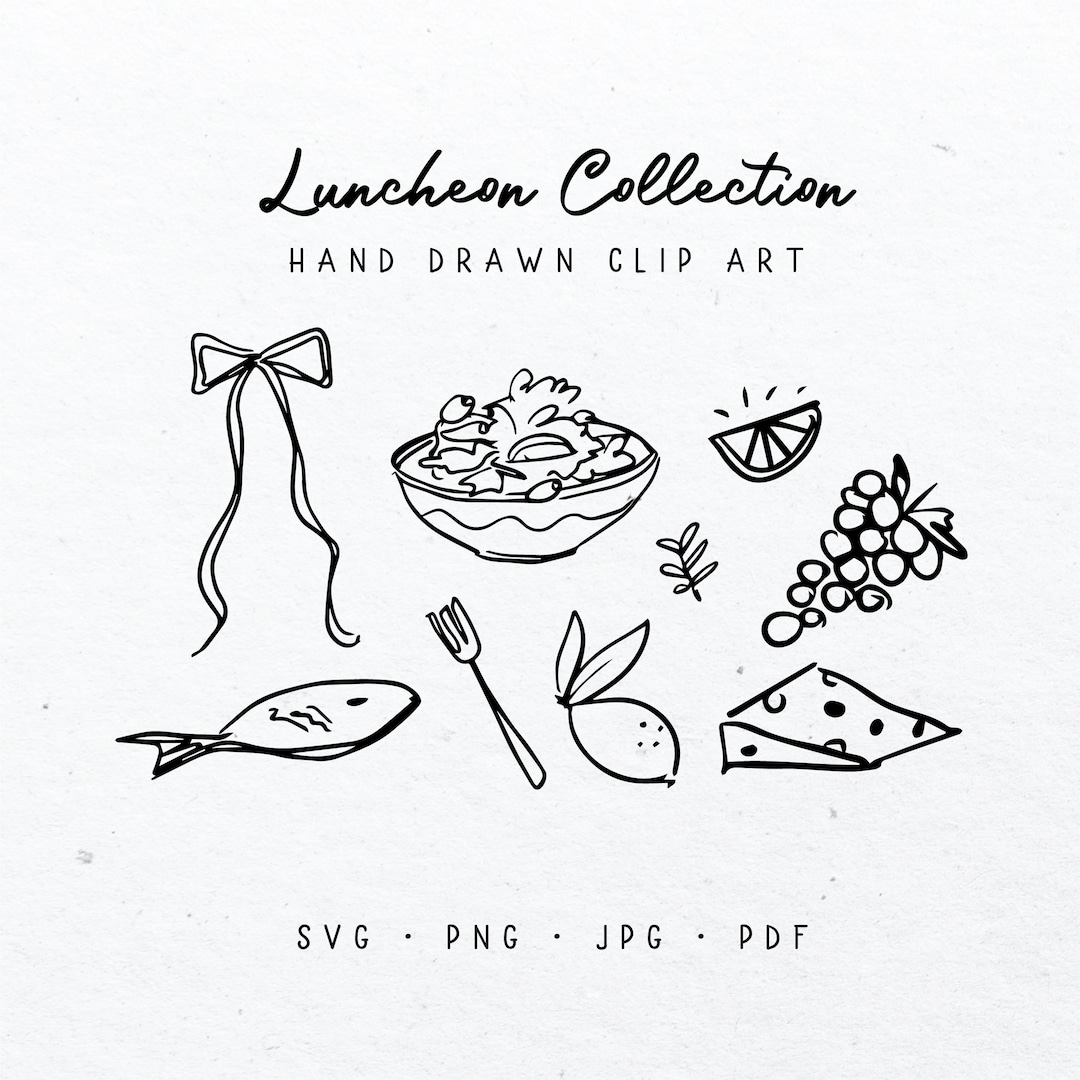 CLIP ART // Hand Drawn, Illustrations, Wedding Dinner, Retro Drawings ...