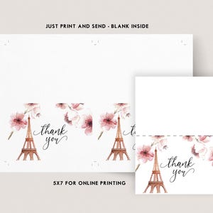 PRINTABLE French Thank You Card, Paris, Birthday, Bridal or Baby Shower ...