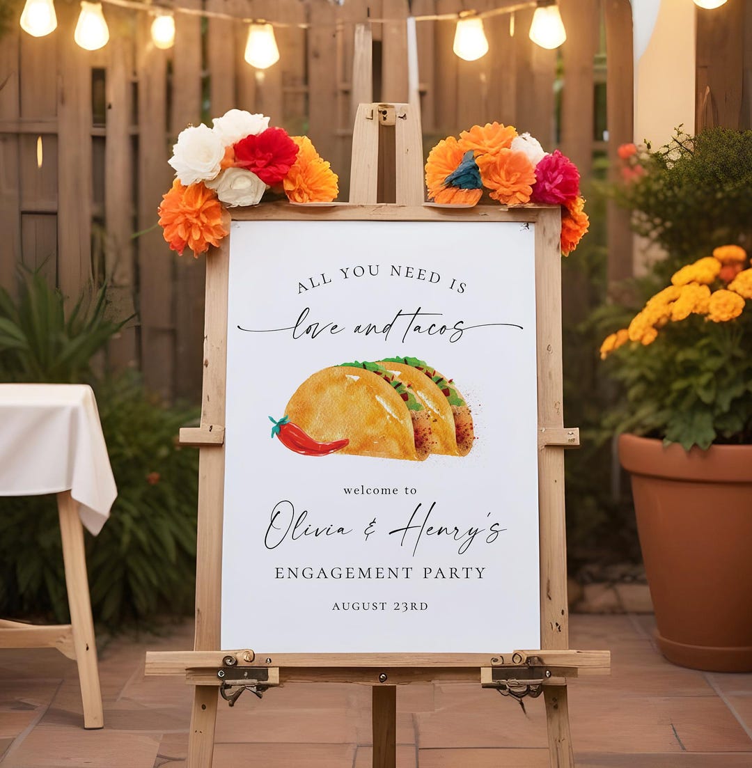 Love and Tacos Welcome Sign, Editable Template, Engagement, Wedding ...