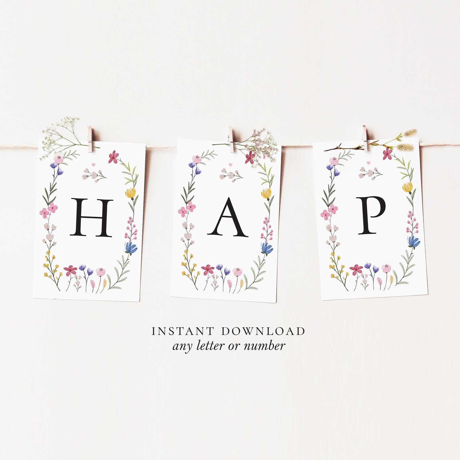 Wildflower Printable Paper Banner Editable Banner Template | Etsy