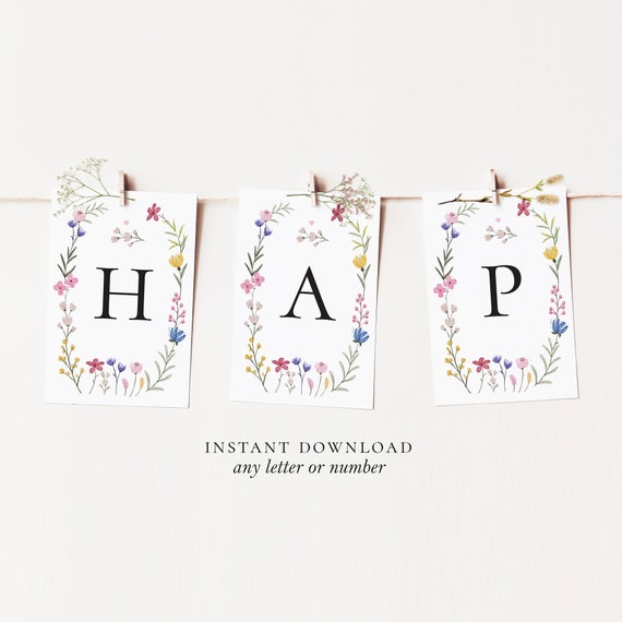 Wildflower Printable Paper Banner Editable Banner Template | Etsy
