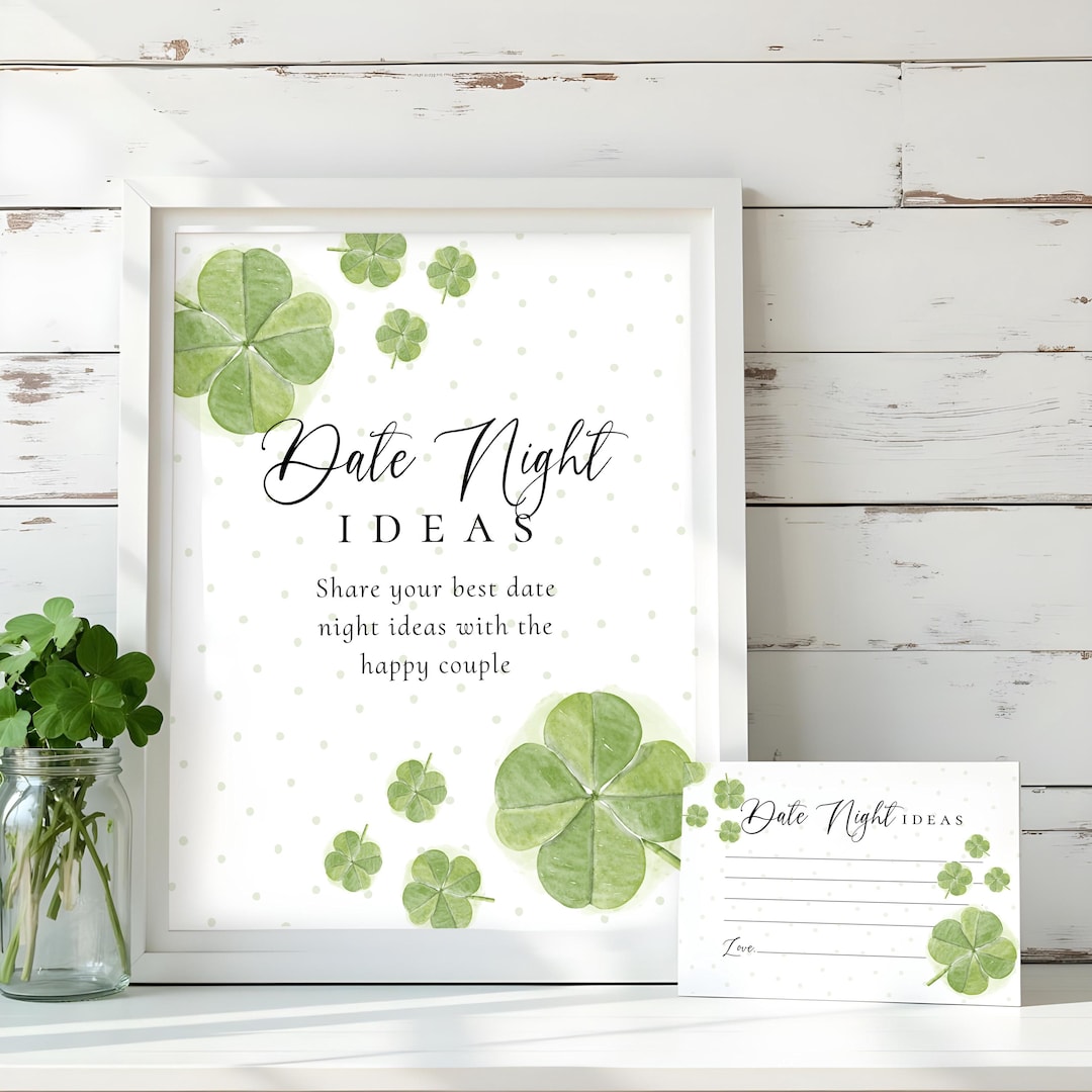 Shamrock Date Night Sign and Cards, Lucky in Love Bridal Shower, Irish ...