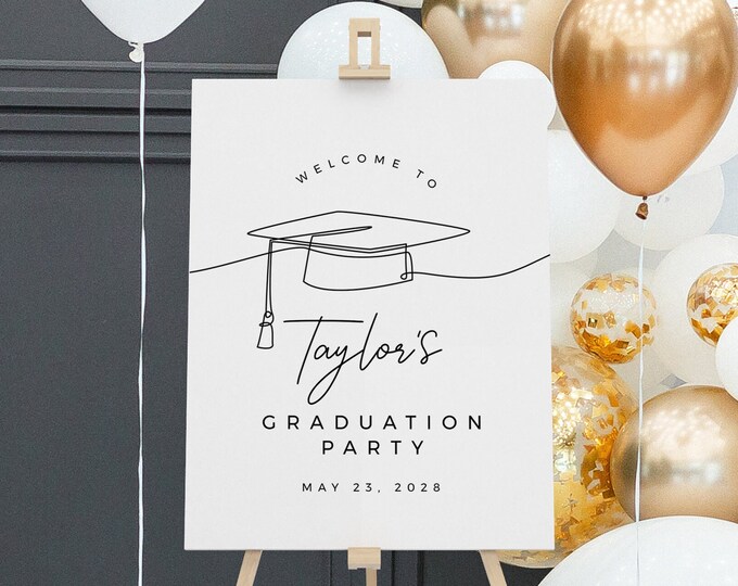 Minimalist Graduation Party Welcome Sign, Editable Sign Template, High ...