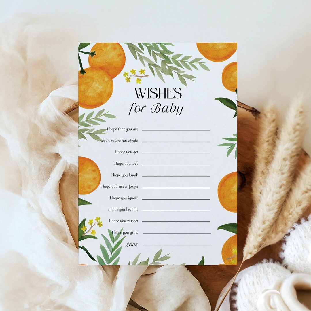 Wishes for Baby Printable Keepsake, Little Cutie Baby Shower Theme ...