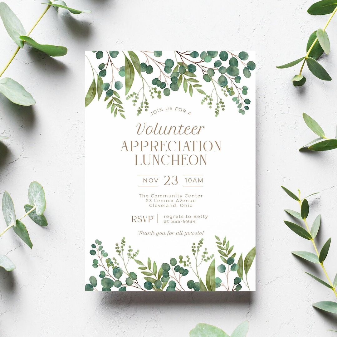 Luncheon Invitation, Editable Template, Volunteer Appreciation, Staff ...