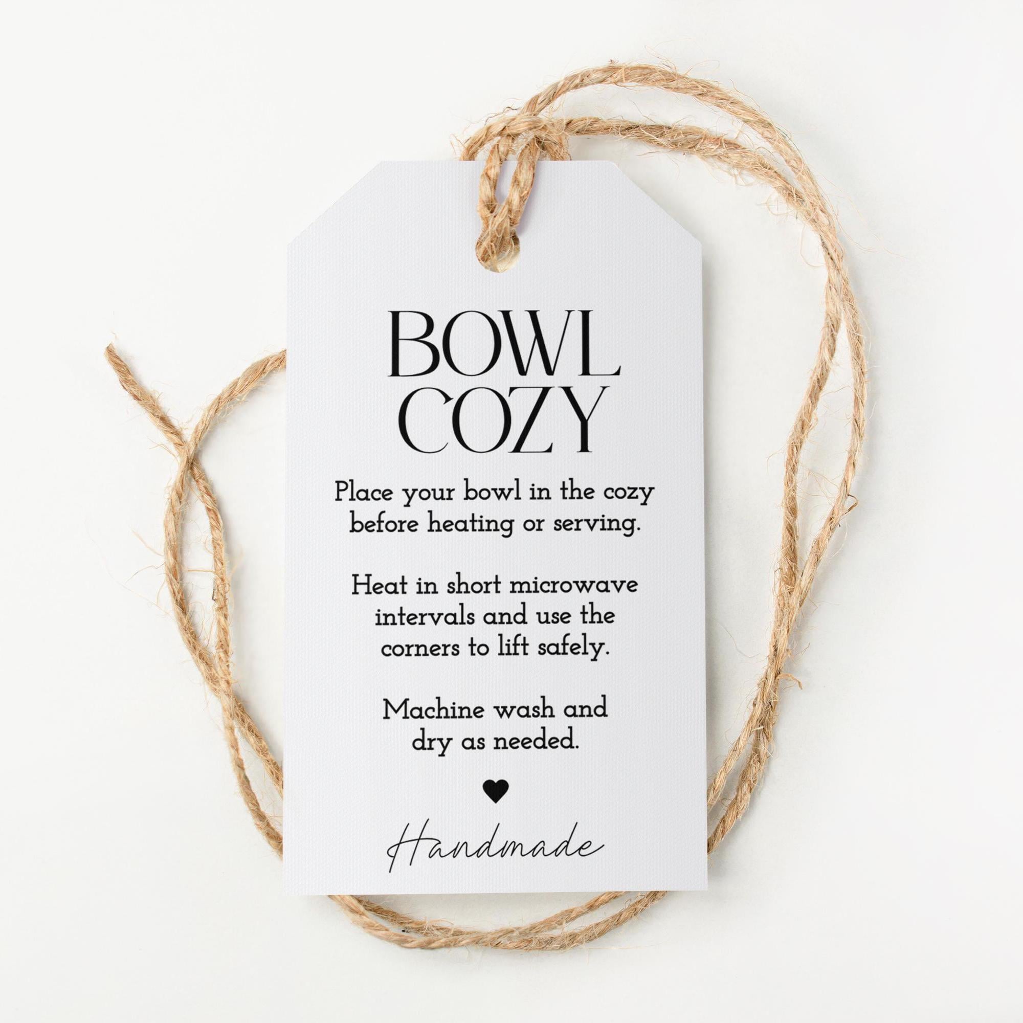 Bowl Cozy Care Tag, Handmade Instructions, Craft Fair Vendor Printable ...